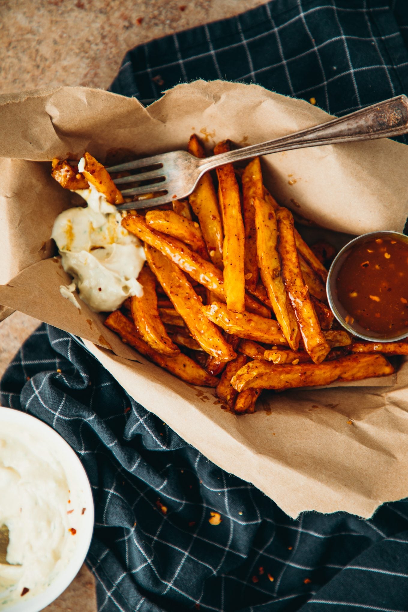 Sweet Heat Spicy Fries with Dill Cashew Dip - Liv B.