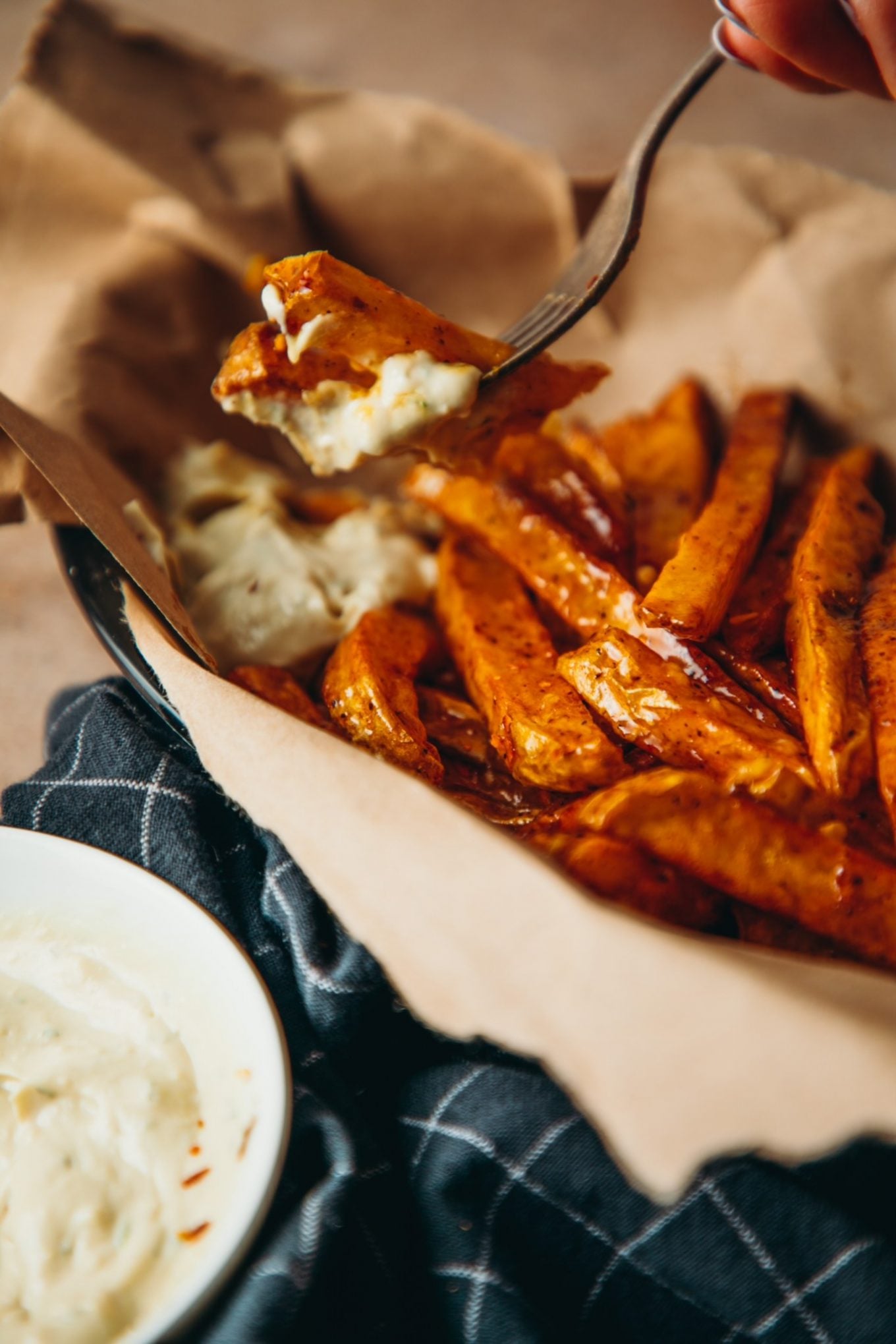 Sweet Heat Spicy Fries with Dill Cashew Dip - Liv B.